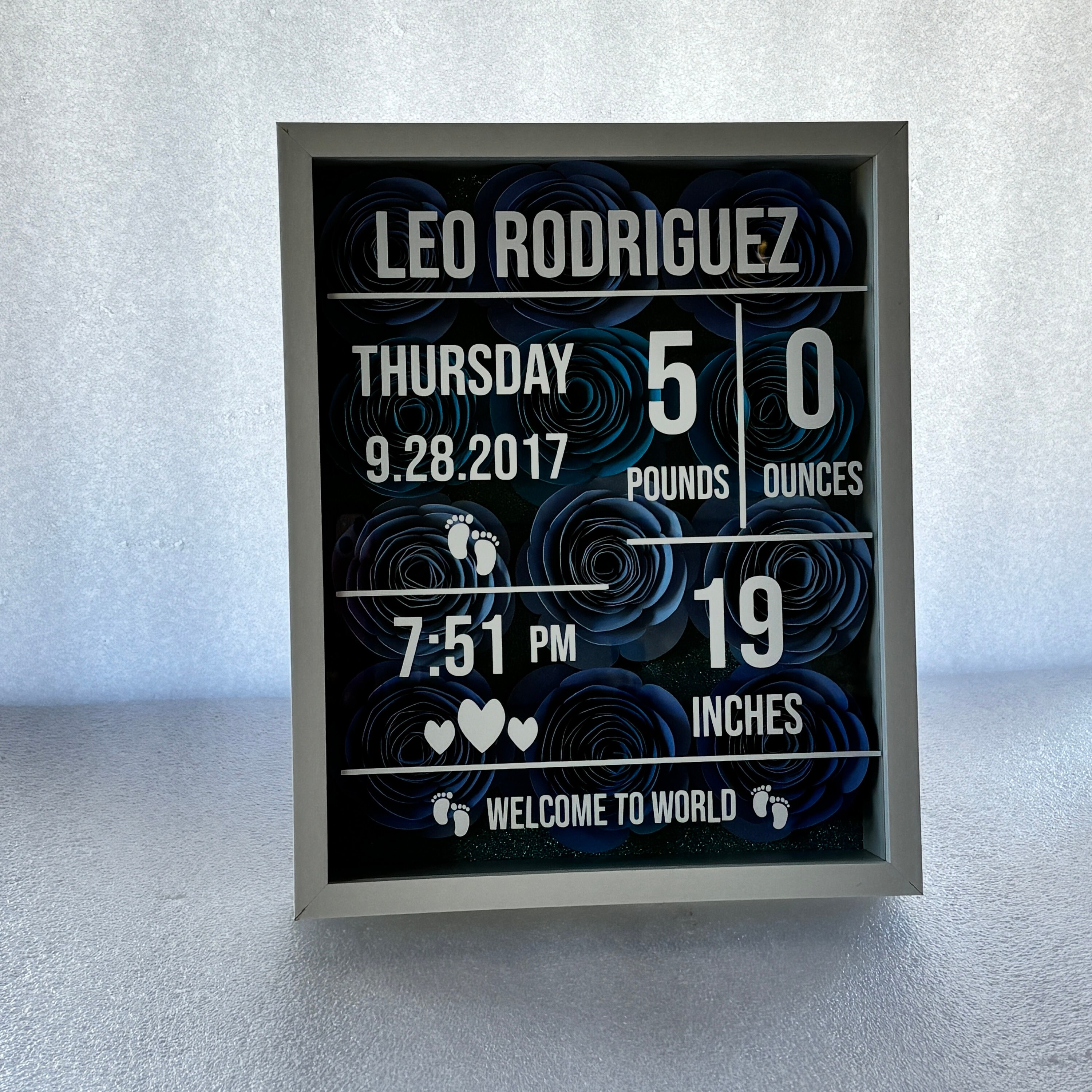 Newborn Baby Stat Custom Shadow Box 8X10 - Etsy