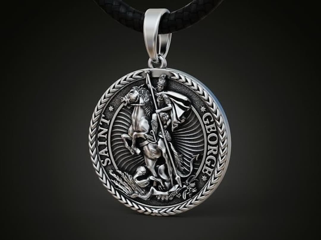 Saint George Medal, St George Necklace, Catholic Medal Jewelry, Charm ...
