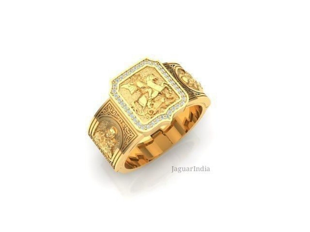 St George and the Dragon Ring, 925K Silver Saint George of Lydda Ring ...