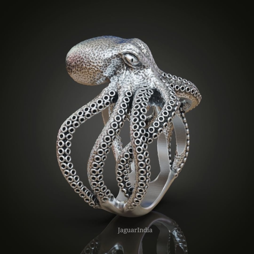 Extraordinary Octopus Ring, Kraken Ring in Oxidized Sterling Silver ...