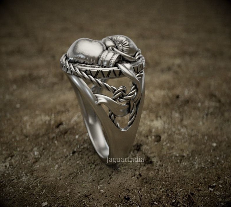 925 Sterling Silver, Boxing Ring Fighter Ring, Boxing Fan Ring, Boxing ...