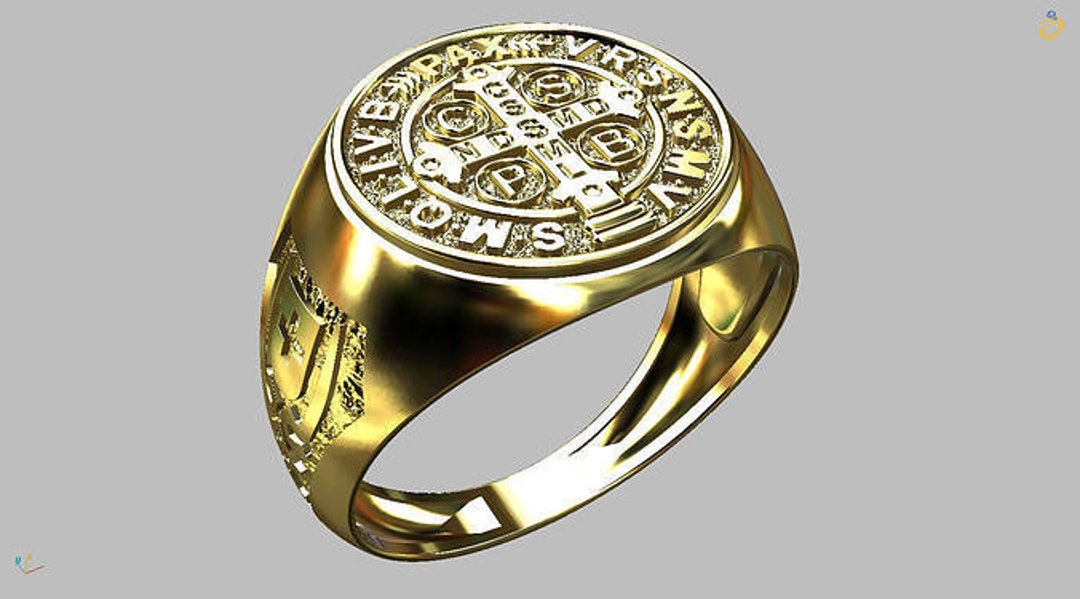 Saint Benedict Antique Silver Ring for Men Unique Rings Saint - Etsy