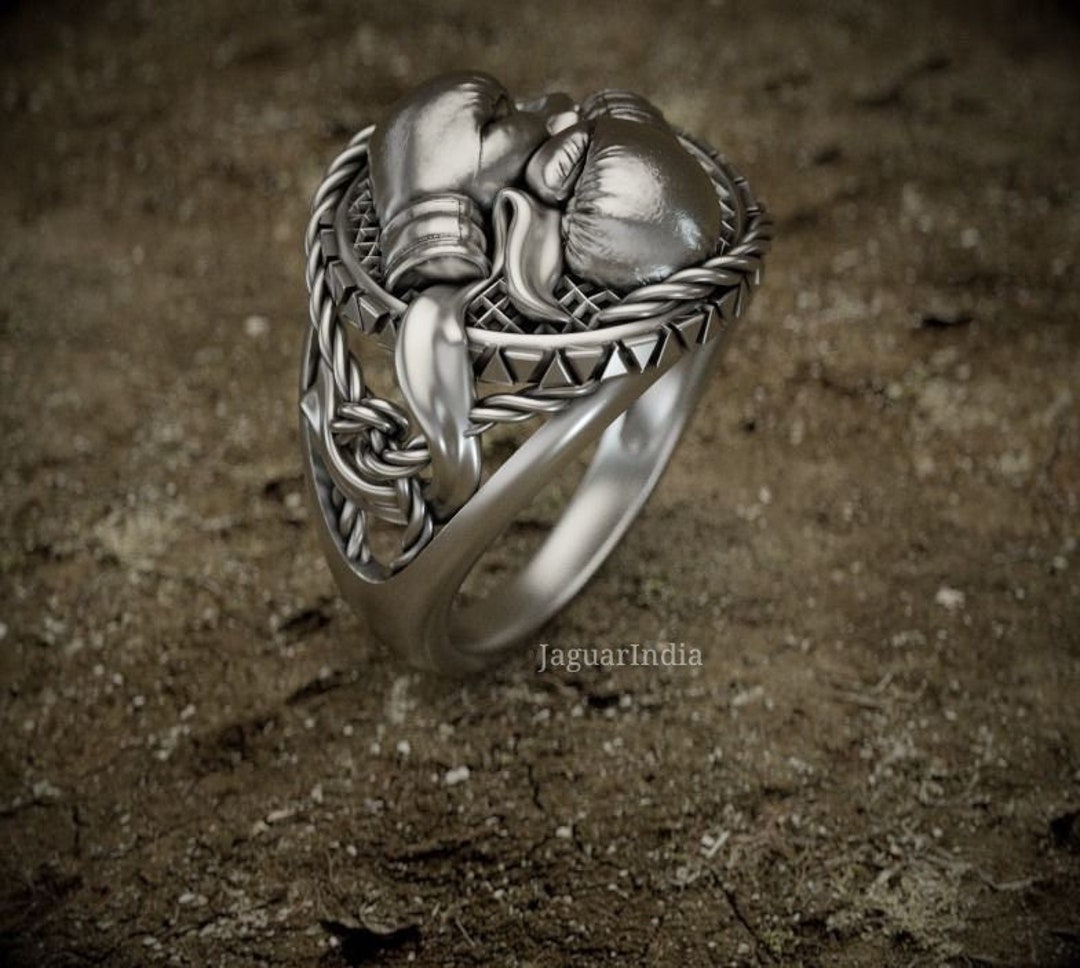 925 Sterling Silver, Boxing Ring Fighter Ring, Boxing Fan Ring, Boxing ...