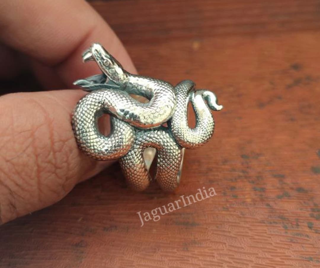 Snake Handmade Sterling Silver Men Ring Serpent Silver - Etsy