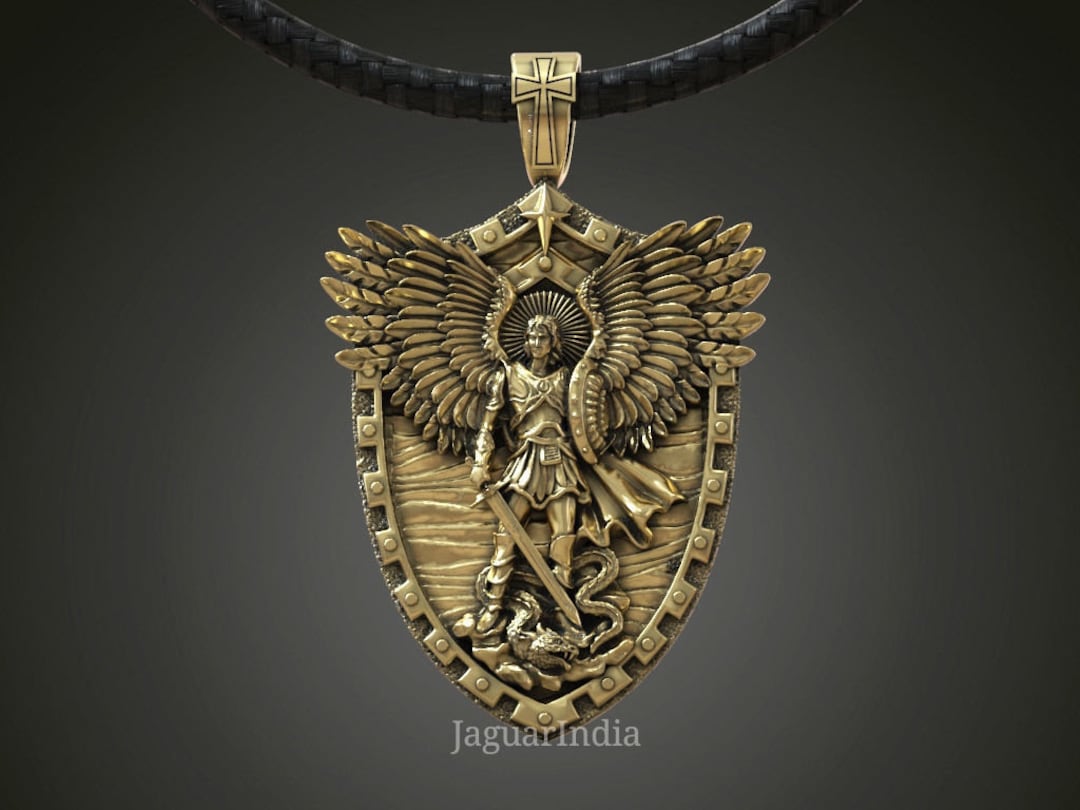 Sterling Silver Archangel Saint Michael Mens Necklace, Christian ...
