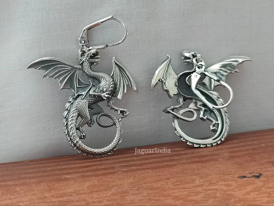 925 Sterling Silver Dragon Earrings,flying Dragon Earrings, Dragon ...