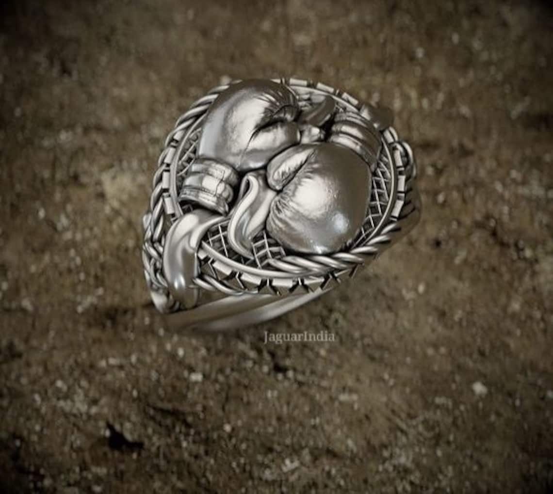 925 Sterling Silver, Boxing Ring Fighter Ring, Boxing Fan Ring, Boxing ...