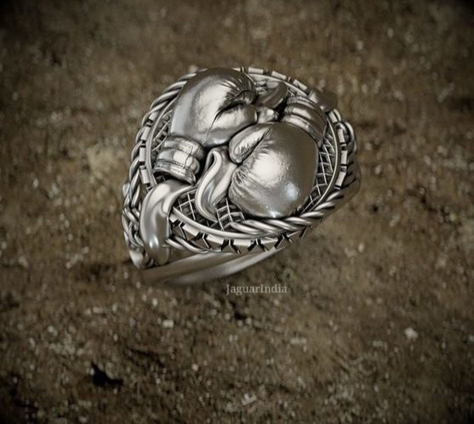 925 Sterling Silver, Boxing Ring Fighter Ring, Boxing Fan Ring, Boxing ...