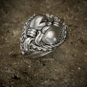 925 Sterling Silver, Boxing Ring Fighter Ring, Boxing Fan Ring, Boxing ...