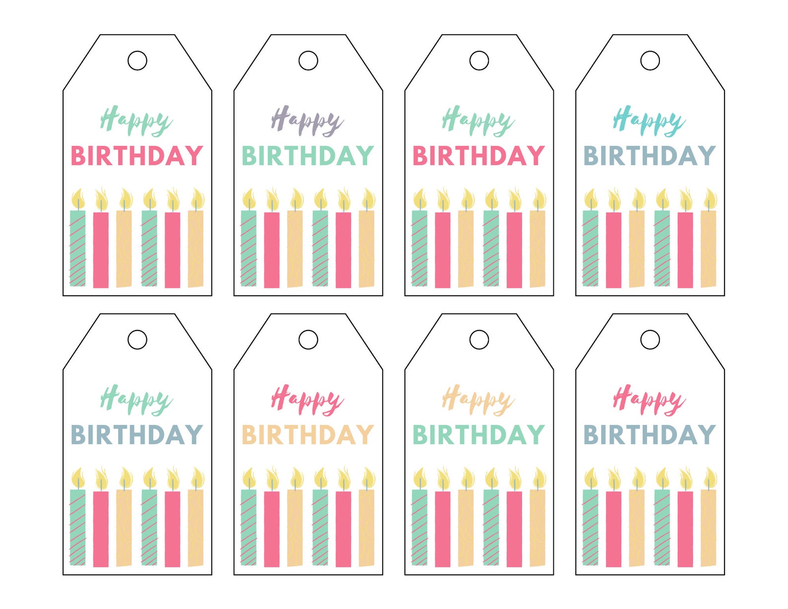 Happy Birthday Gift Tags! Printable Happy Birthday Gift Tags! Candle ...