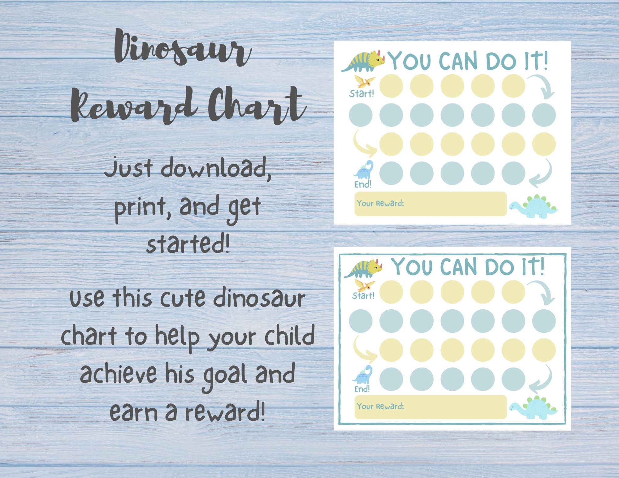 Dinosaur Reward Chart! Boy's Sticker Chart! Printable Dinosaur Reward ...