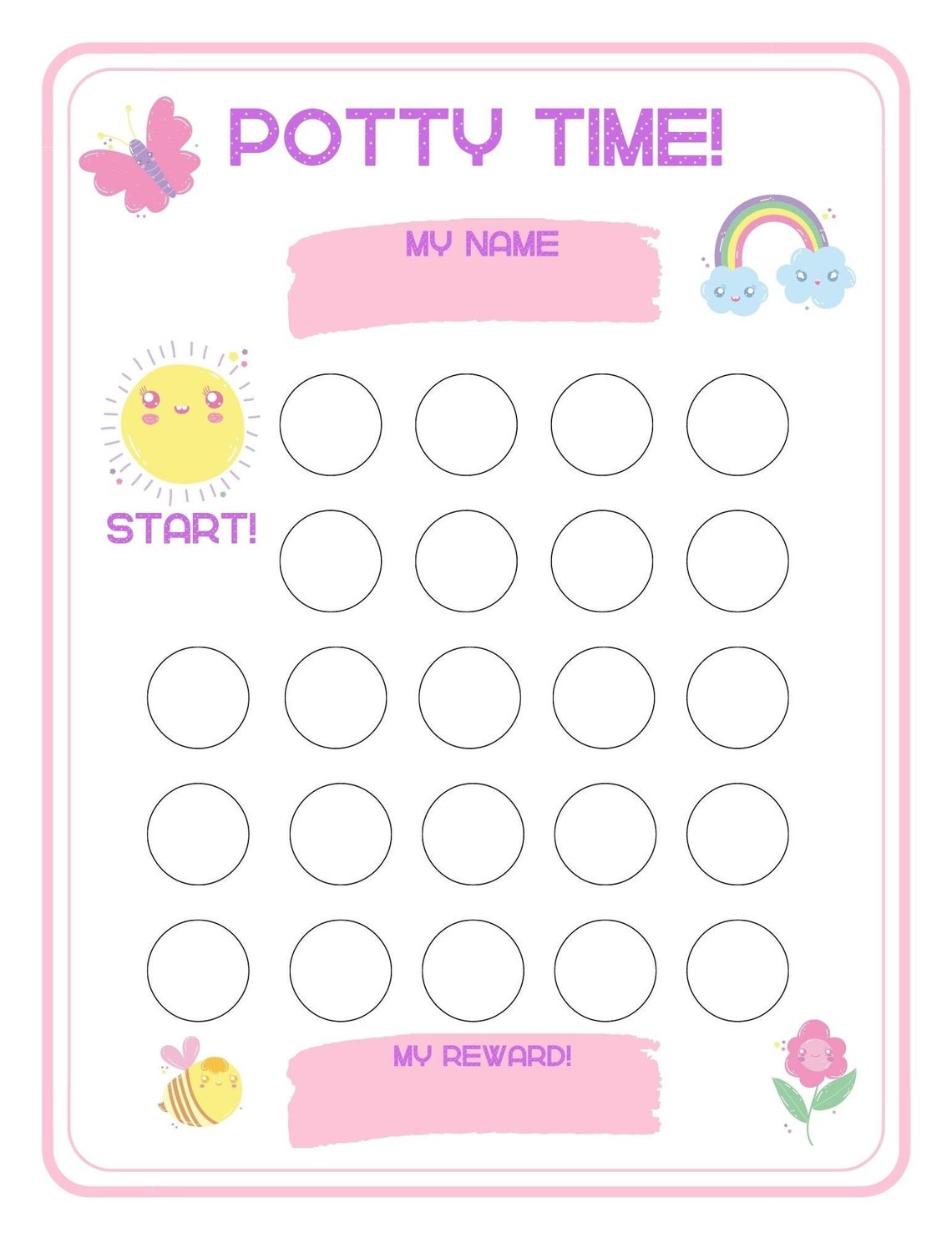 Butterfly Potty Training Sticker Chart - Etsy