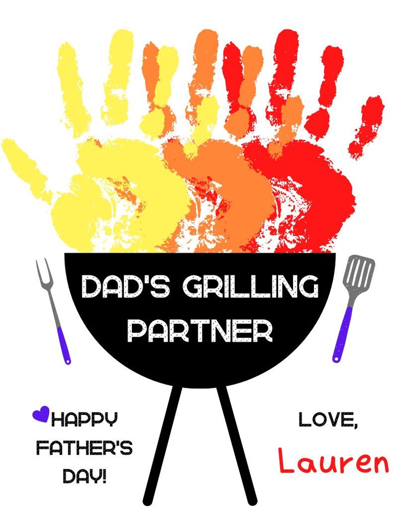 Happy Father's Day Handprint Craft! Dad's Grilling Partner Handprint ...