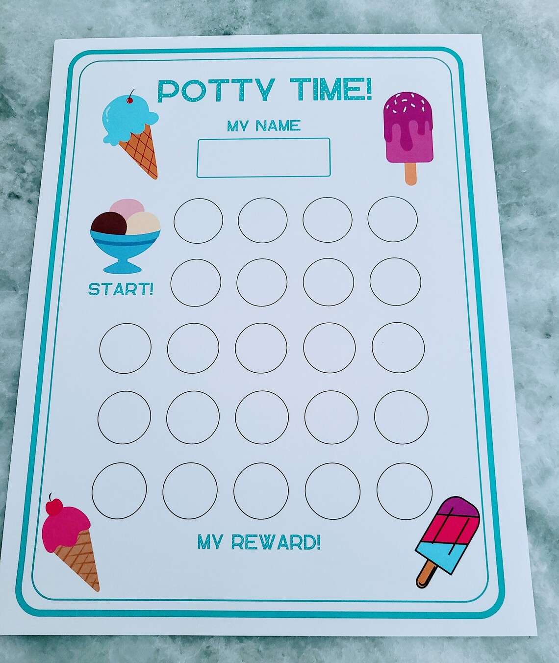 Ice Cream Potty Training Sticker Chart - Etsy