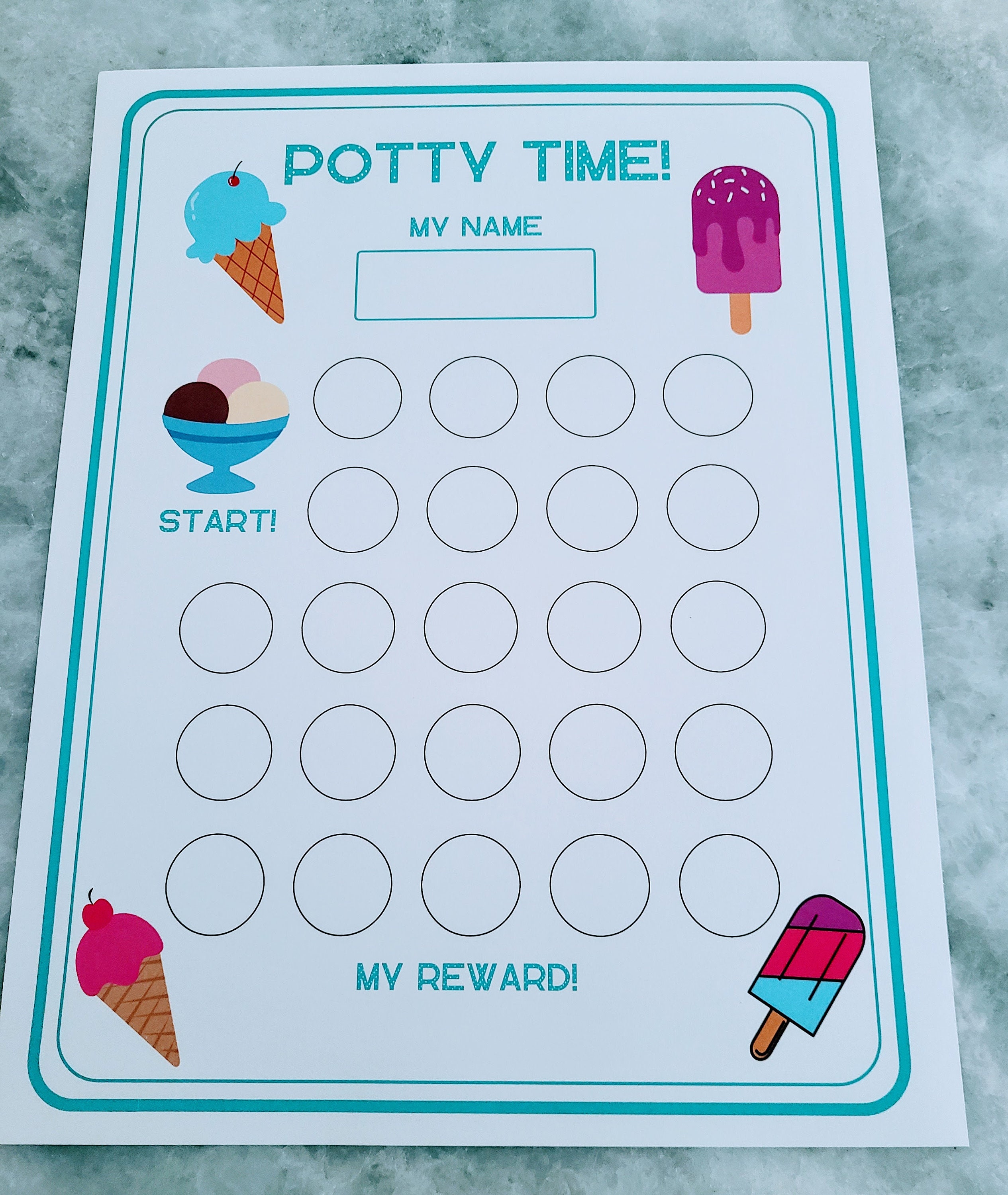 Ice Cream Potty Training Sticker Chart - Etsy