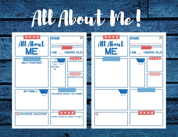 All About Me All About Me Printable Get to Know You Back to - Etsy