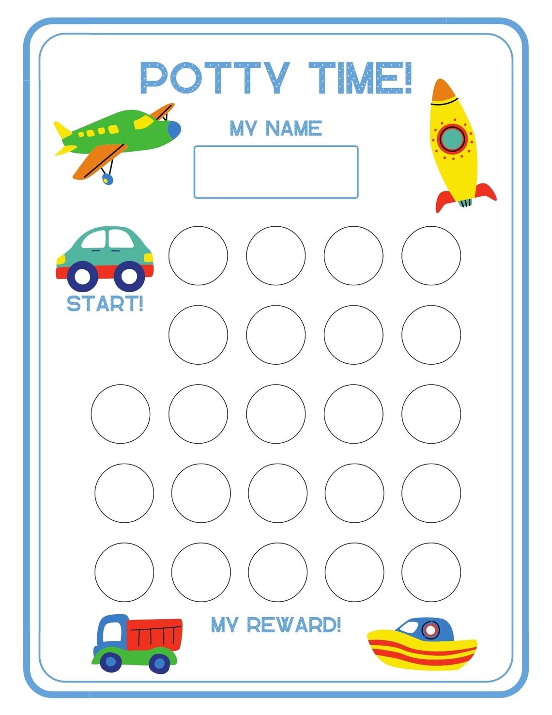 Cars, Trucks, & Planes Potty Training Sticker Chart - Etsy