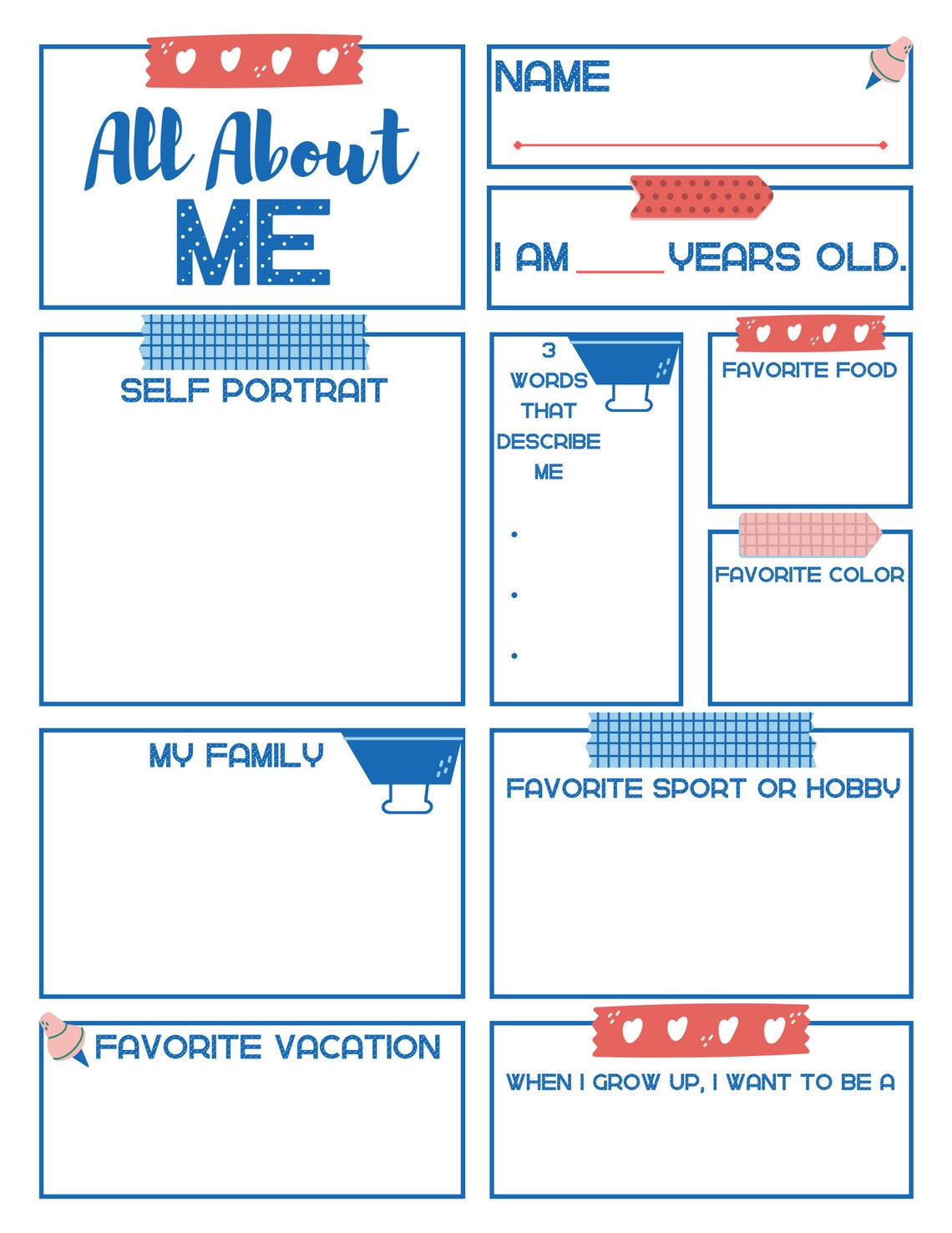All About Me! All About Me Printable! Get to Know You! Back to School ...
