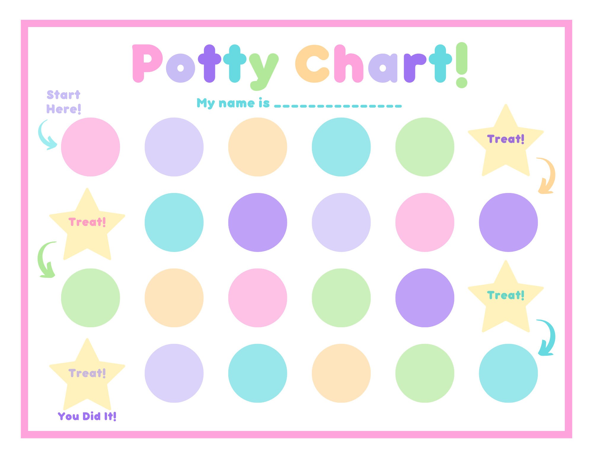 Colorful Potty Chart Sticker Potty Chart Potty Chart Printable Potty ...