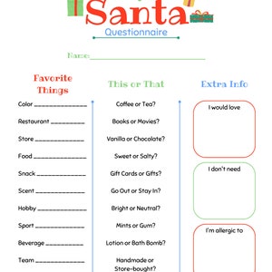 Secret Santa! Secret Santa Questionnaire! Secret Santa Gift Exchange ...