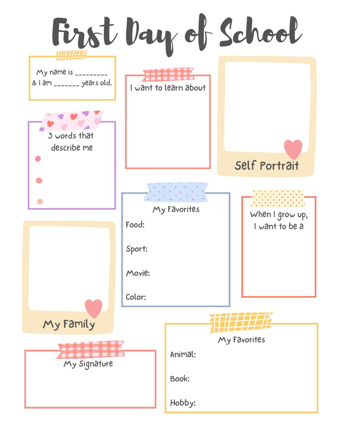 First & Last Day of School Interview Back to School Interview Back to ...