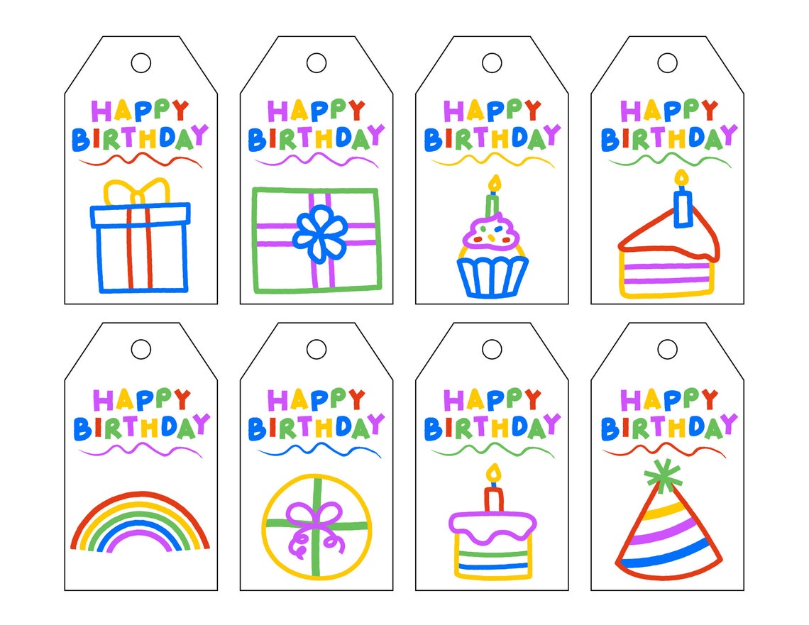 Happy Birthday Gift Tags! Printable Happy Birthday Gift Tags! Colorful ...
