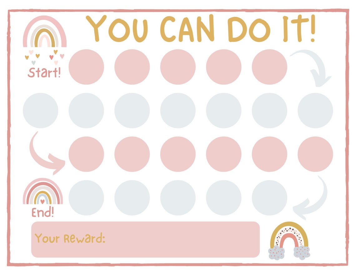 Rainbow Reward Chart! Girl's Sticker Chart! Printable Rainbow Reward ...