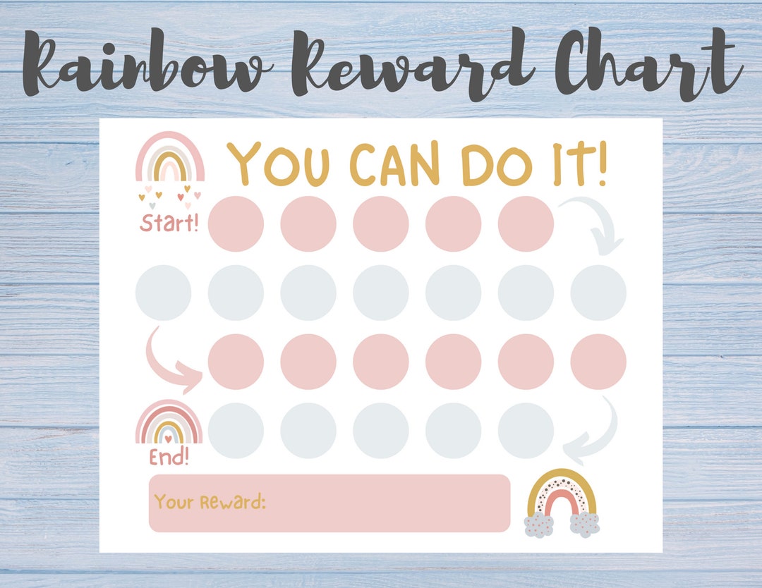 Rainbow Reward Chart! Girl's Sticker Chart! Printable Rainbow Reward ...