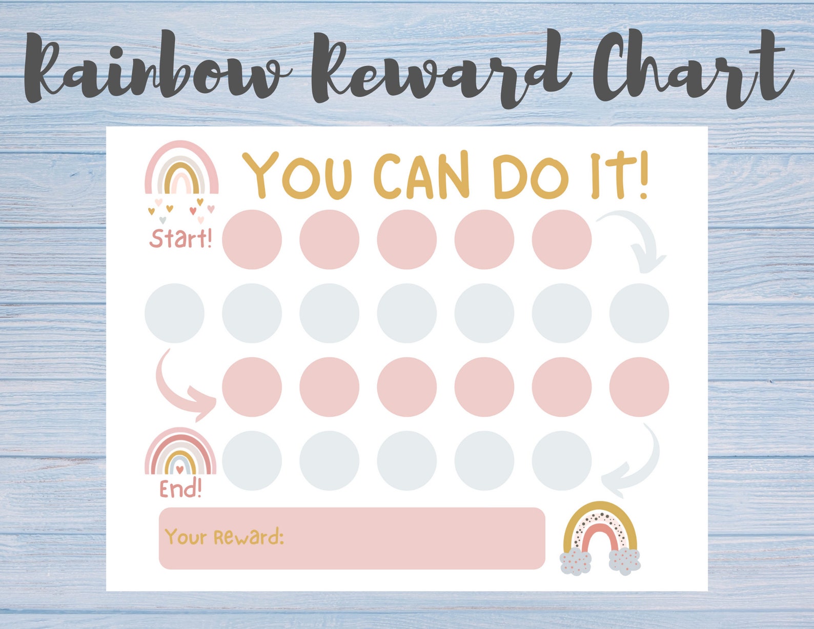 Rainbow Reward Chart! Girl's Sticker Chart! Printable Rainbow Reward ...