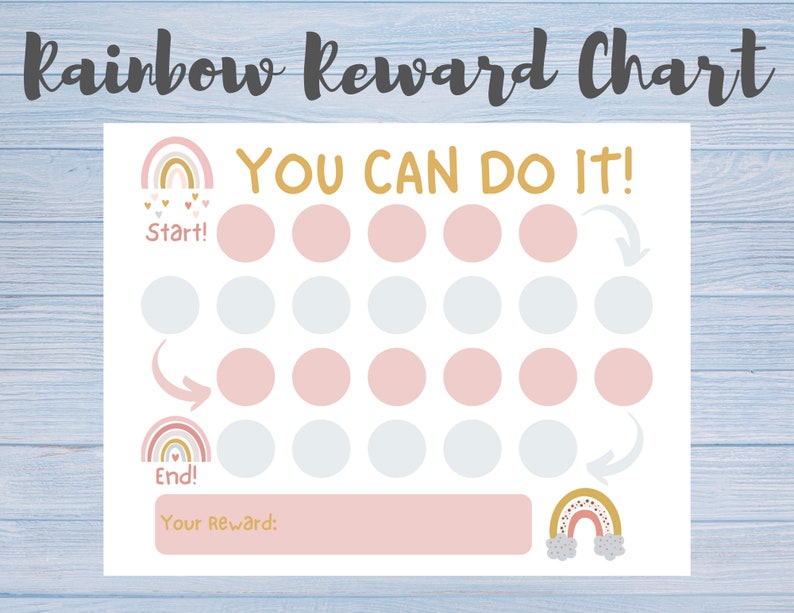 Rainbow Reward Chart! Girl's Sticker Chart! Printable Rainbow Reward ...