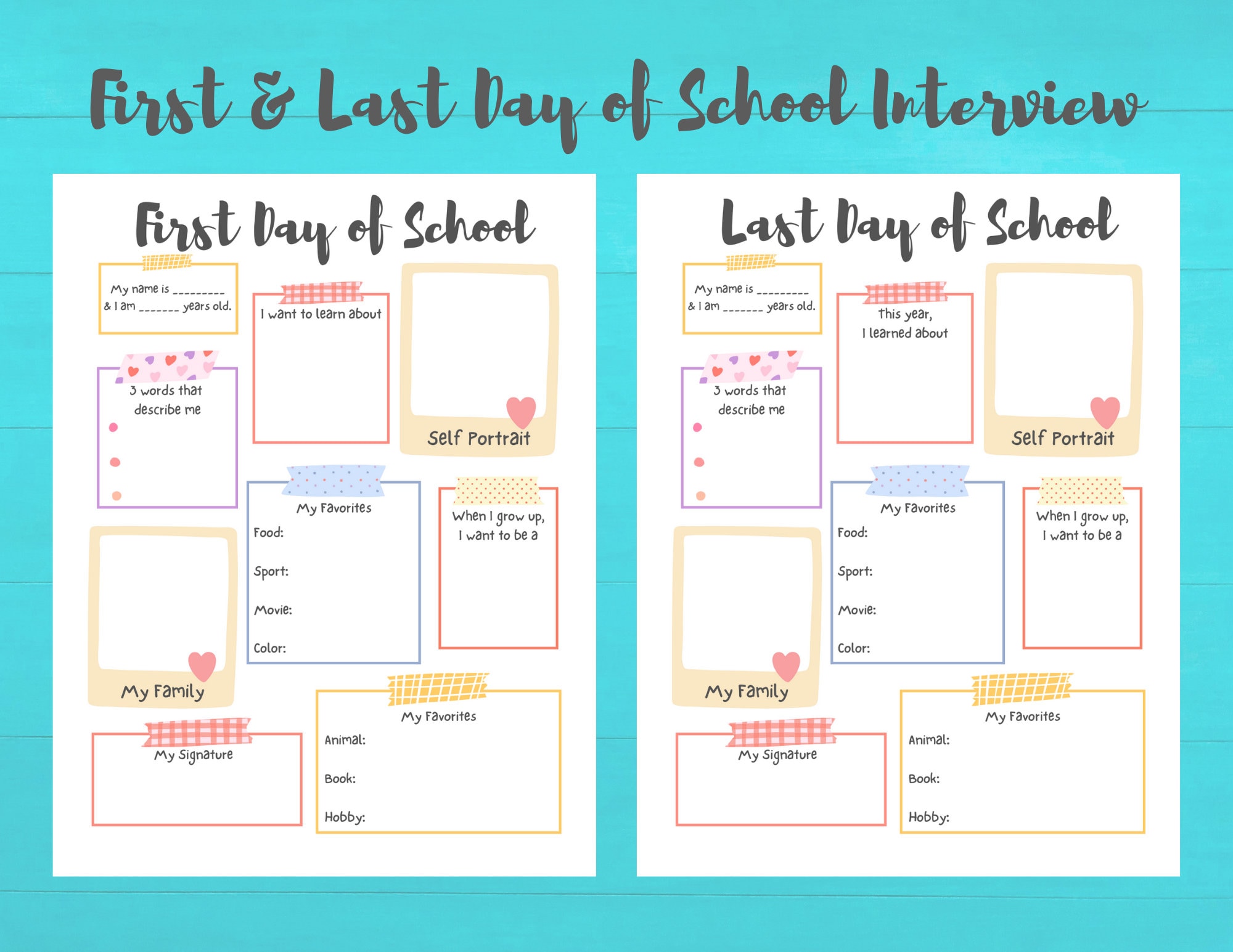 First & Last Day of School Interview Back to School Interview Back to ...