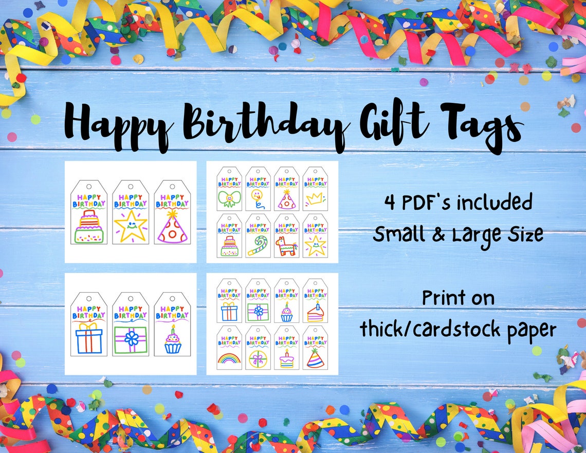 Happy Birthday Gift Tags! Printable Happy Birthday Gift Tags! Colorful ...