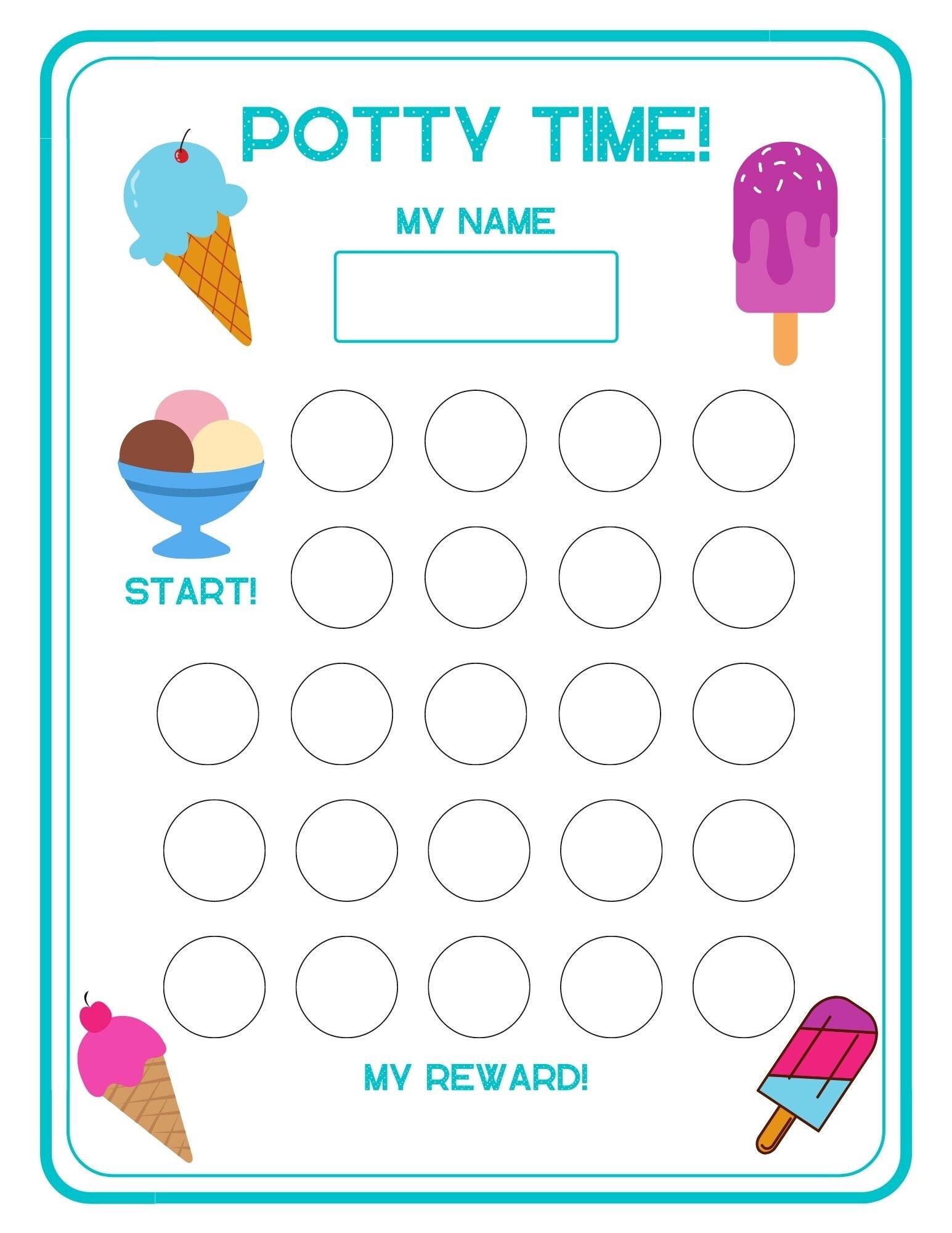 Ice Cream Potty Training Sticker Chart - Etsy