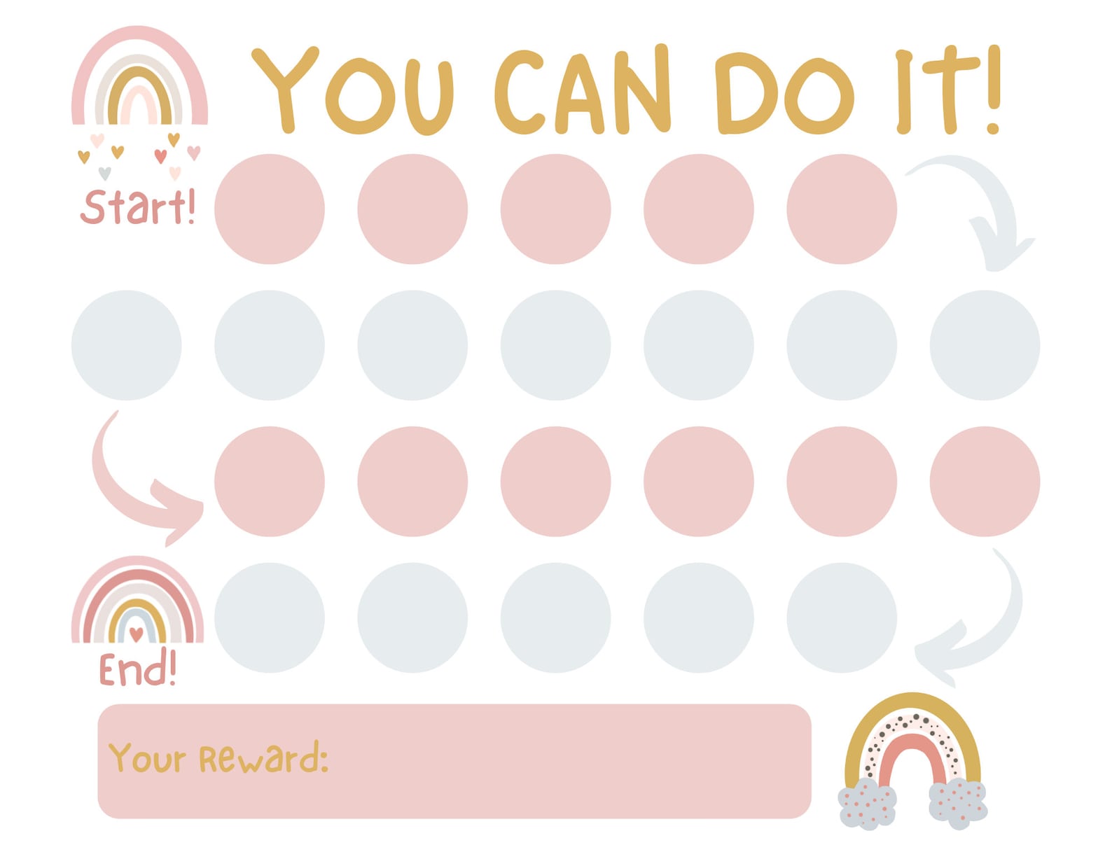 Rainbow Reward Chart! Girl's Sticker Chart! Printable Rainbow Reward ...