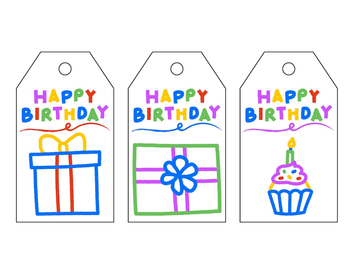 Happy Birthday Gift Tags! Printable Happy Birthday Gift Tags! Colorful ...