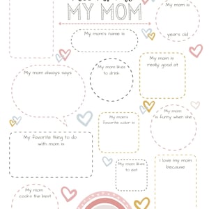 All About Mom Interview! All About Mom Questionnaire! Mothers Day Gift ...