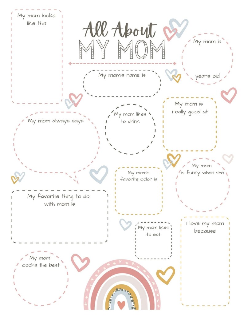 All About Mom Interview! All About Mom Questionnaire! Mothers Day Gift ...
