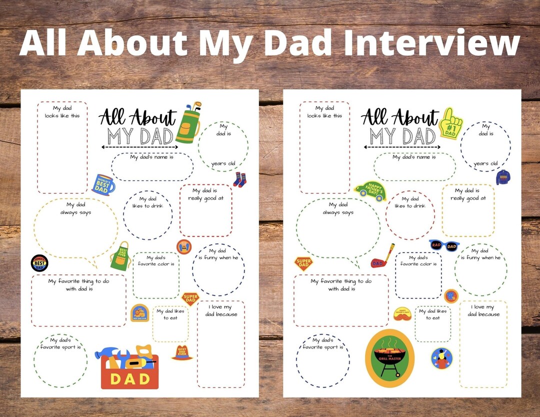 All About Dad Interview! All About Dad Questionnaire! Father's Day Gift ...