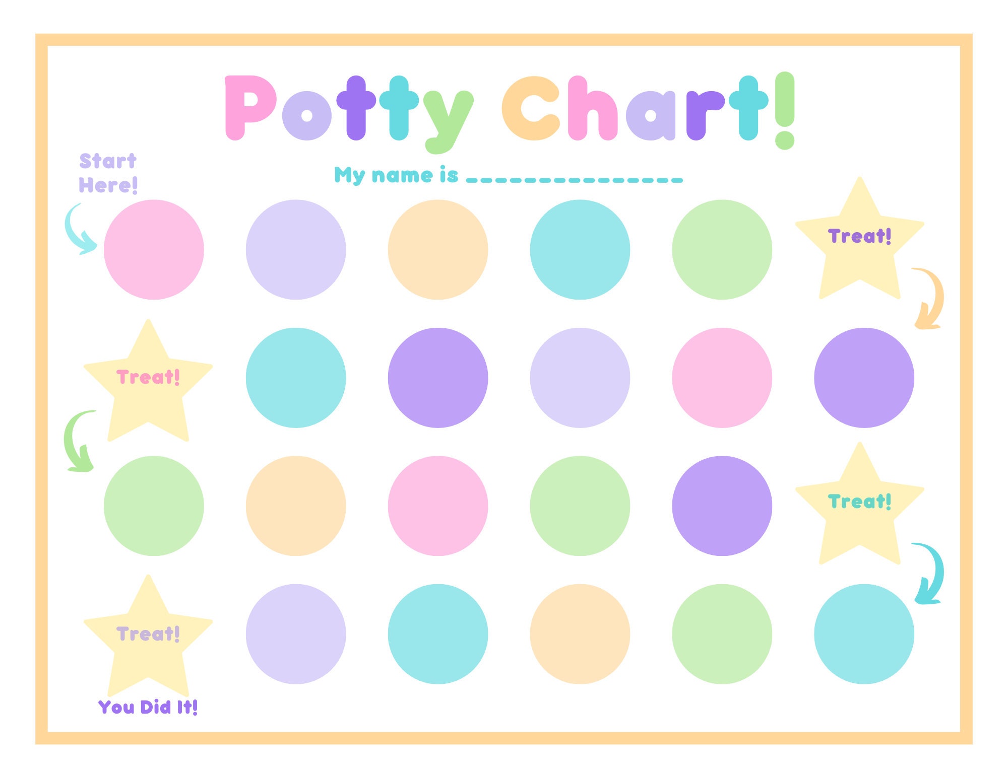 Colorful Potty Chart Sticker Potty Chart Potty Chart Printable Potty ...