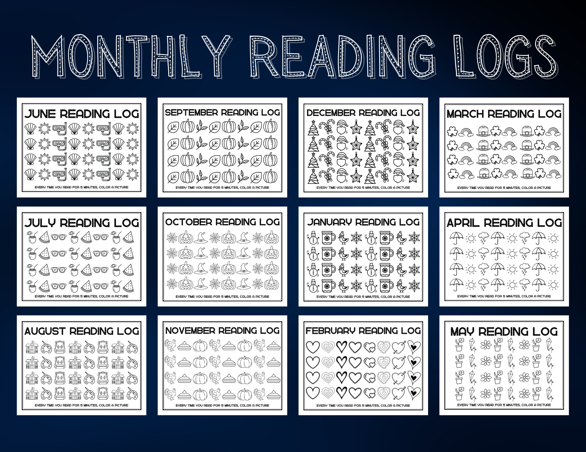 Monthly Reading Logs! A Year of Monthly Reading Logs! Homework Helpers ...