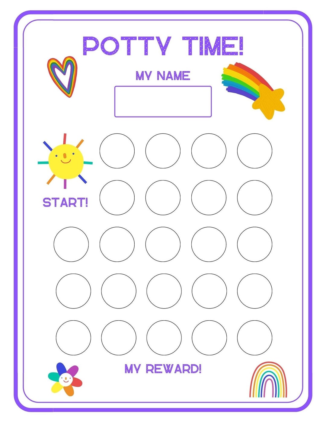 Rainbow Potty Training Sticker Chart - Etsy