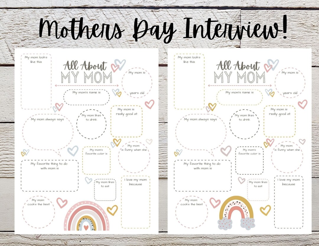 All About Mom Interview! All About Mom Questionnaire! Mothers Day Gift ...