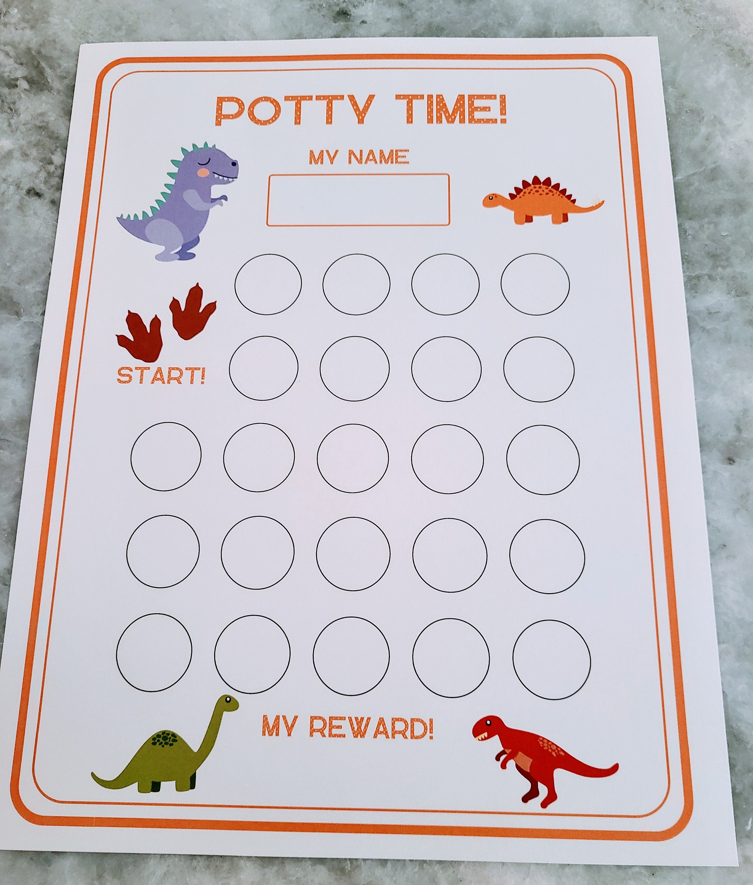 Dinosaur Potty Training Sticker Chart - Etsy
