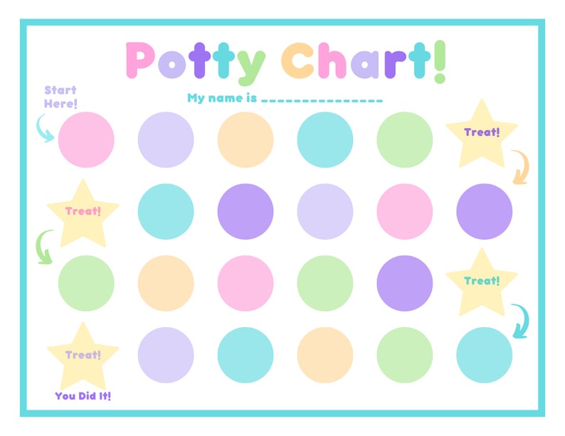 Colorful Potty Chart! Sticker Potty Chart! Potty Chart Printable! Potty ...