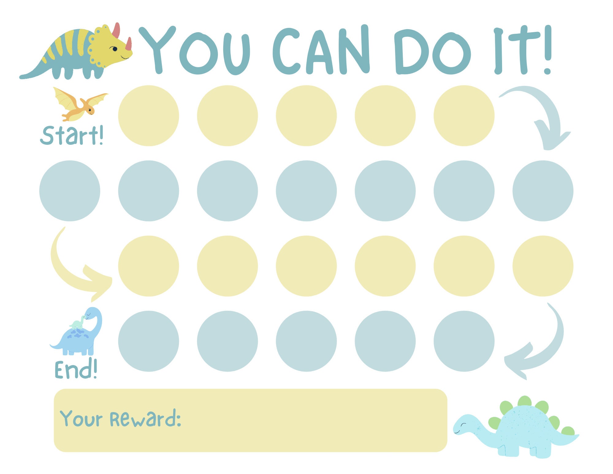Dinosaur Reward Chart! Boy's Sticker Chart! Printable Dinosaur Reward ...