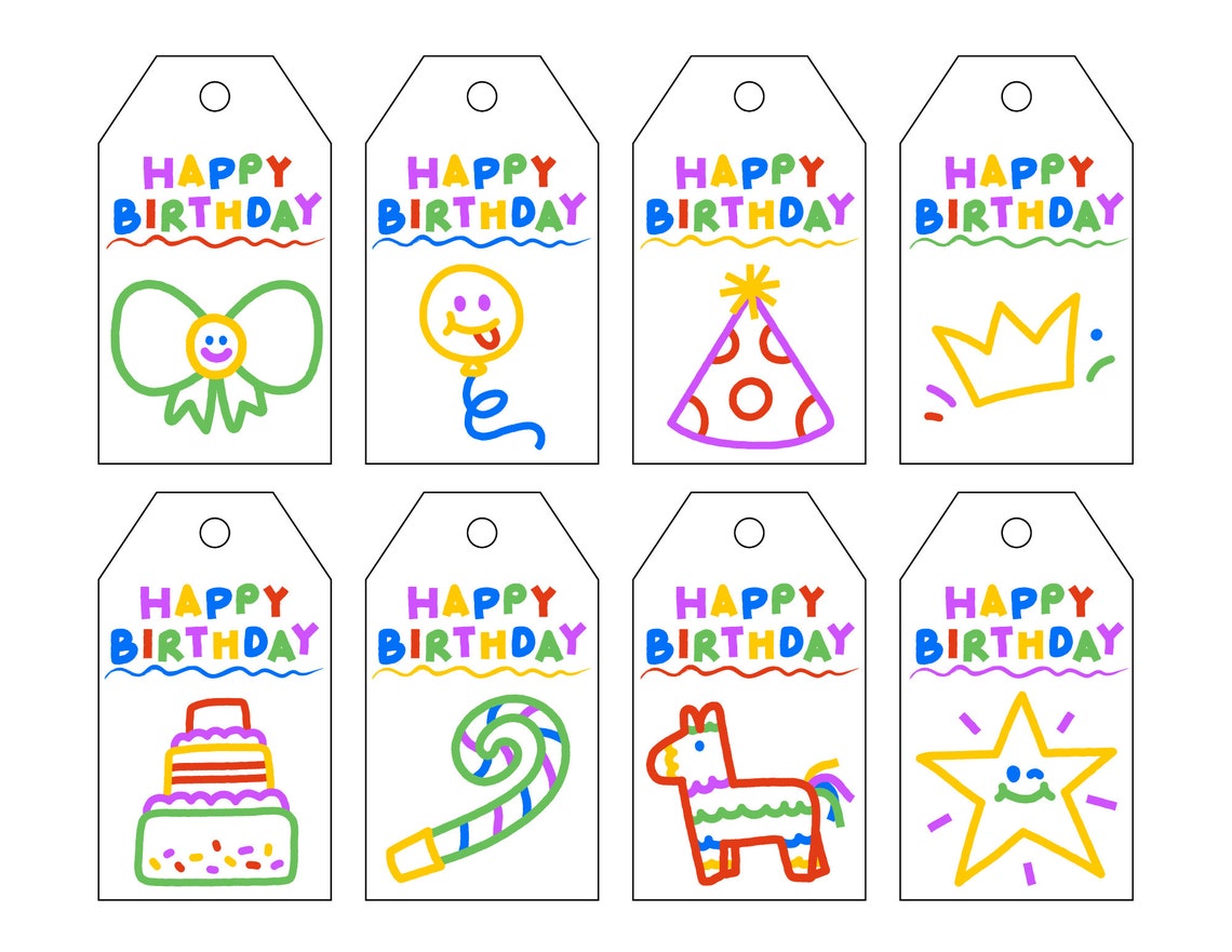 Happy Birthday Gift Tags! Printable Happy Birthday Gift Tags! Colorful ...