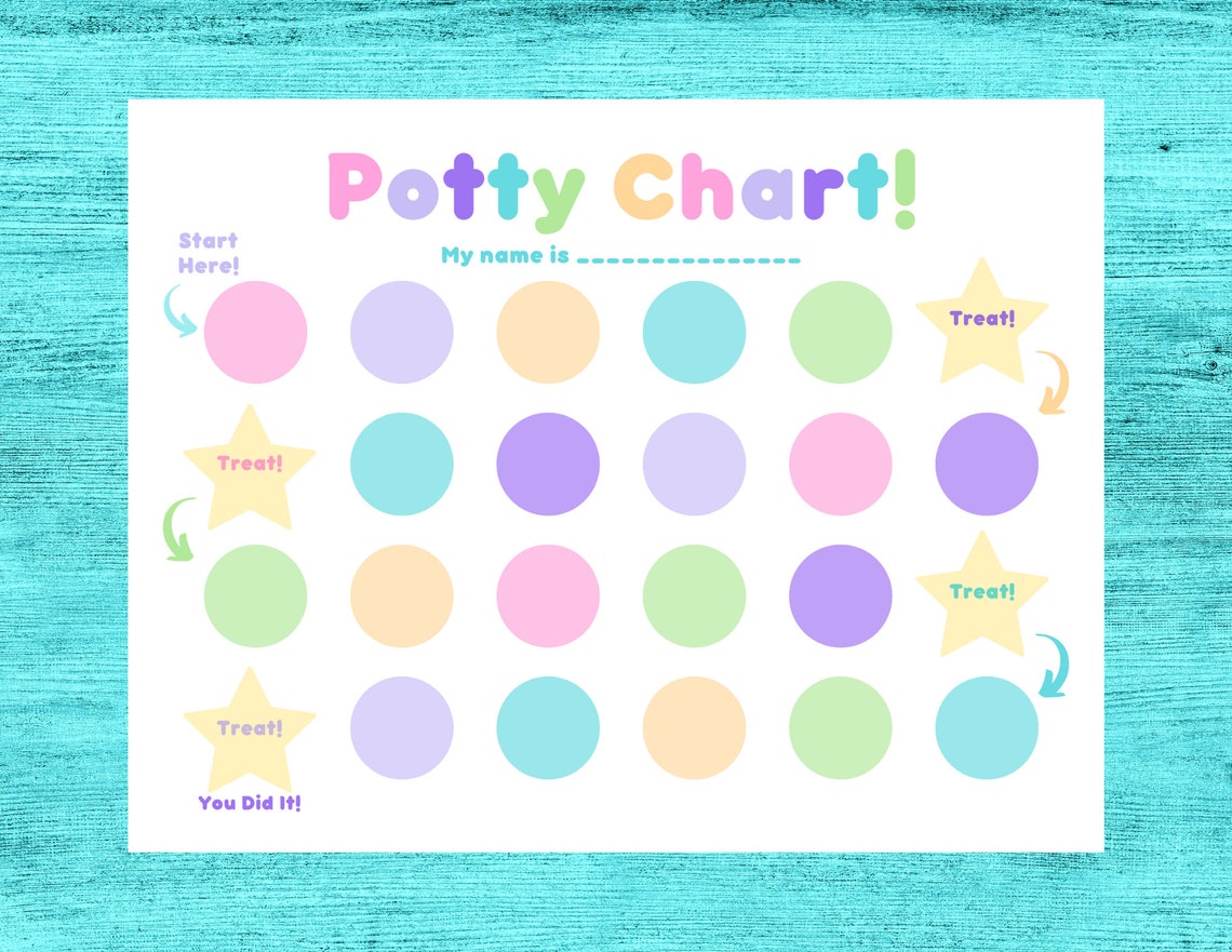 Colorful Potty Chart! Sticker Potty Chart! Potty Chart Printable! Potty ...