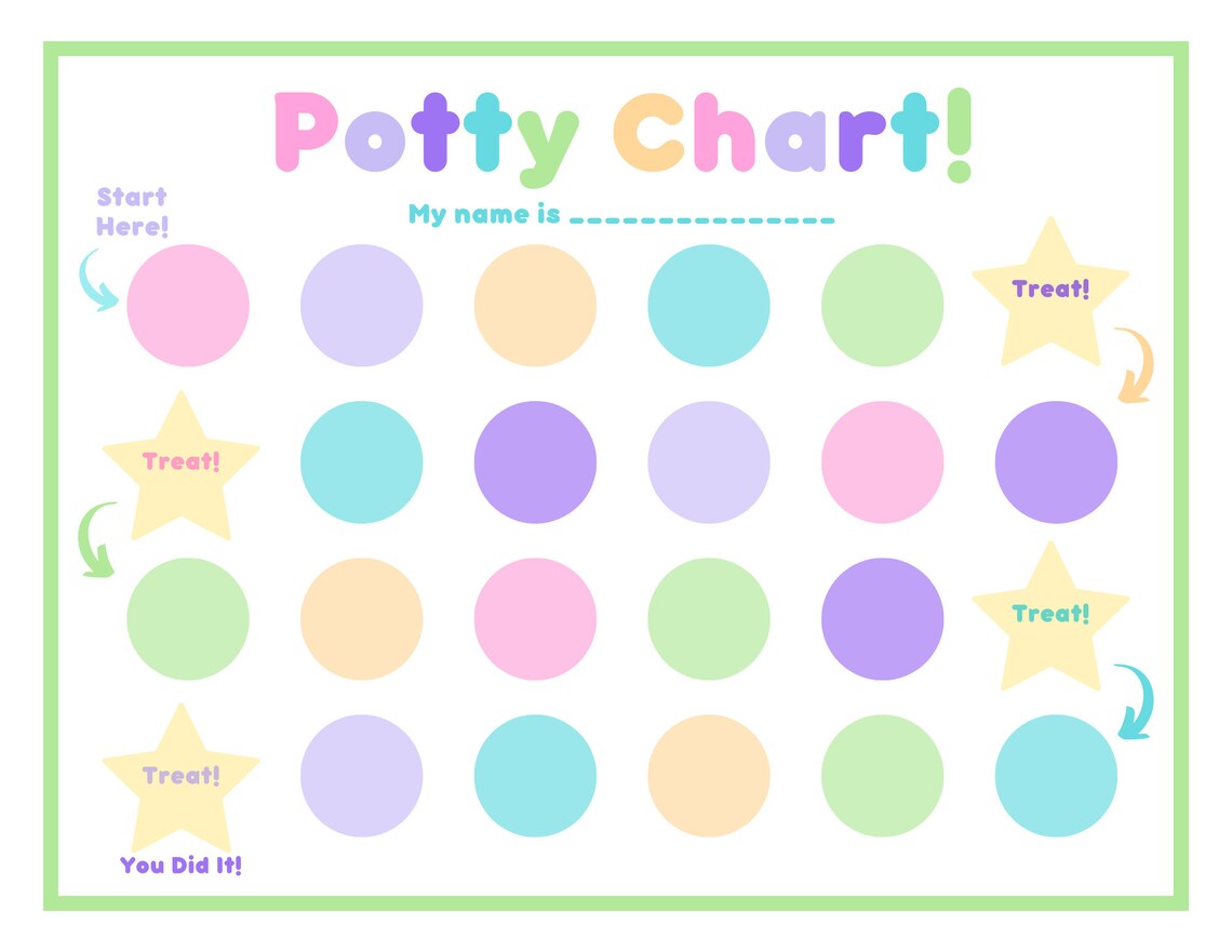 Colorful Potty Chart! Sticker Potty Chart! Potty Chart Printable! Potty ...