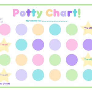 Colorful Potty Chart! Sticker Potty Chart! Potty Chart Printable! Potty ...
