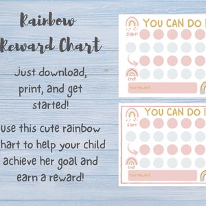Rainbow Reward Chart! Girl's Sticker Chart! Printable Rainbow Reward ...